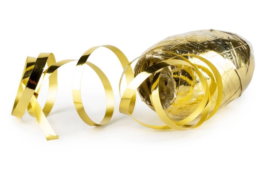Metallic Gold Balloon Poly Ribbon Cob Bobbin 5mm x 20m | Party Supplies ...