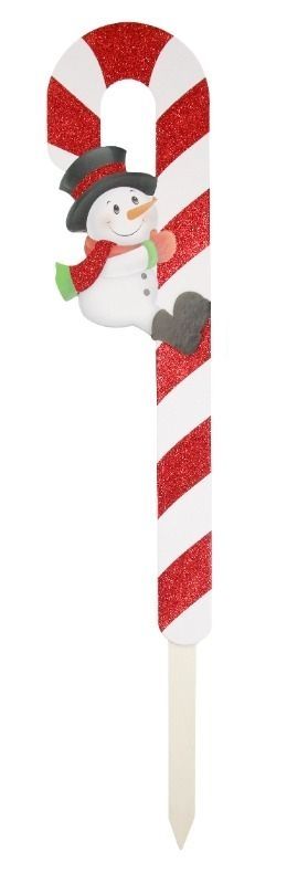 Candy Cane Christmas Pick with Snowman Design | Christmas | Indoor ...