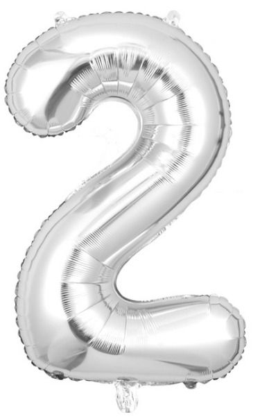 40 inch Silver Foil Number 2 Balloon | Party Supplies | Balloons | Foil ...