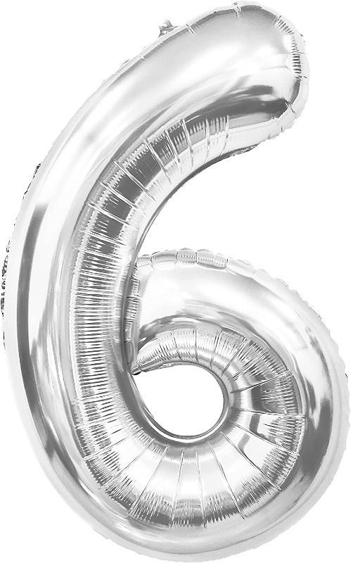 40 inch Silver Foil Number 6 Balloon | Party Supplies | Balloons | Foil ...