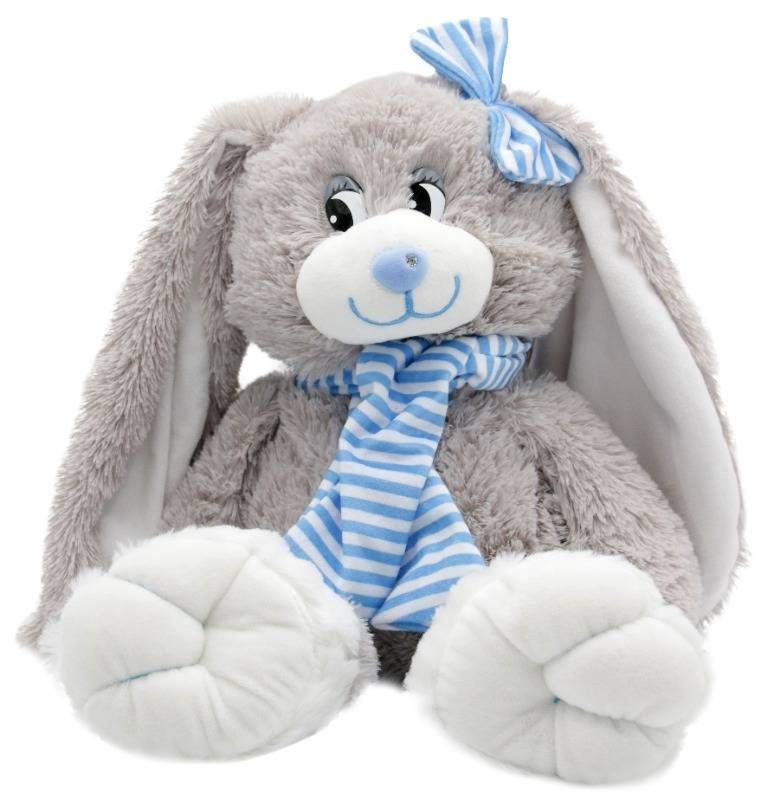 50cm Grey Rabbit Plush Toy with Bow and Scarf Blue | Plush Toys | Shop ...