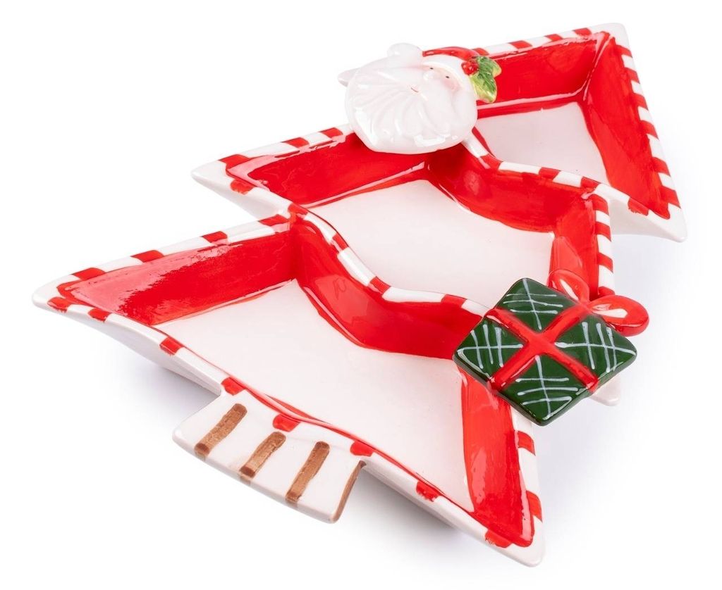 Ceramic Christmas Tree Snack Tray with Santa and Present | Shop Online ...