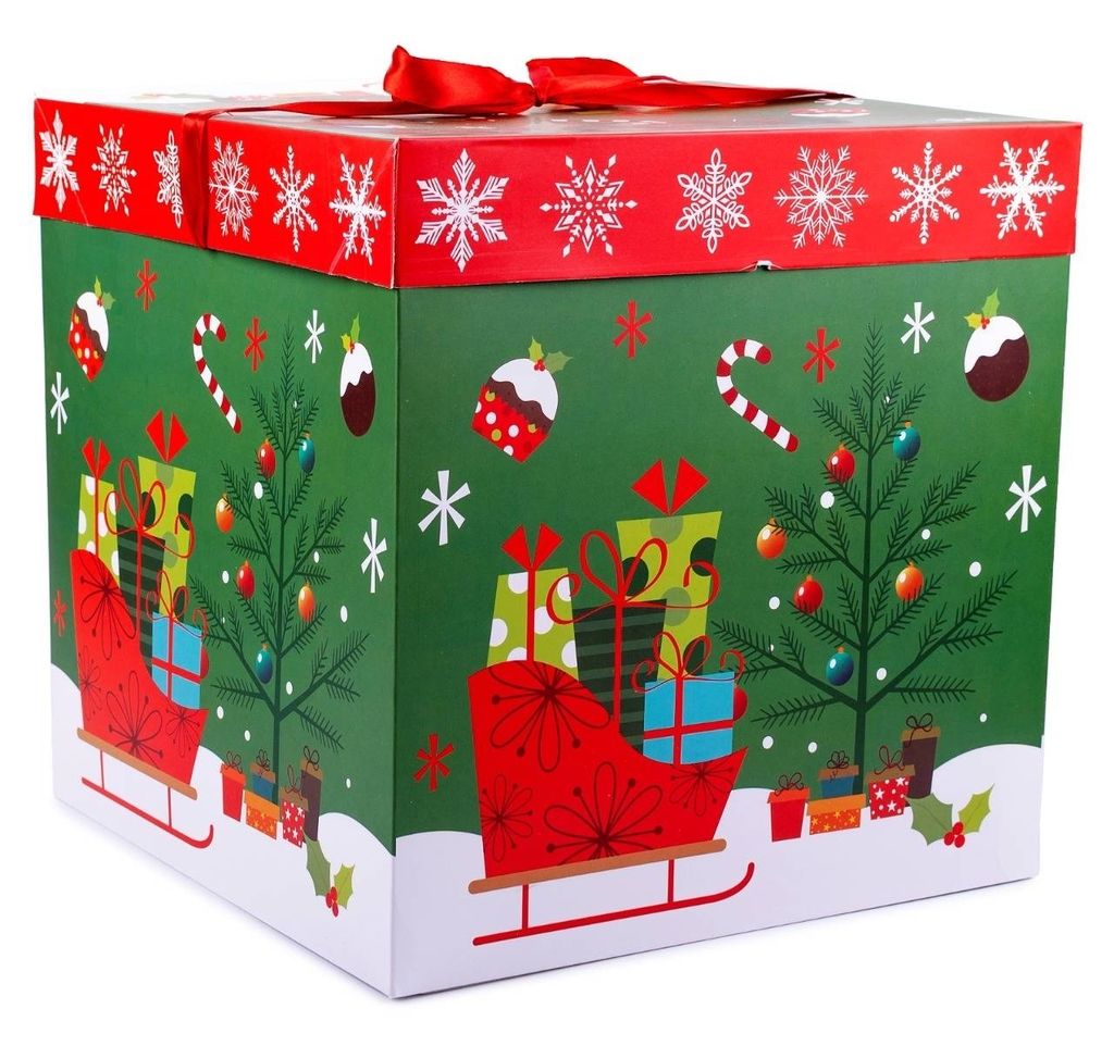 Large Christmas Gift Box with Carriage and Presents Design 30cm ...